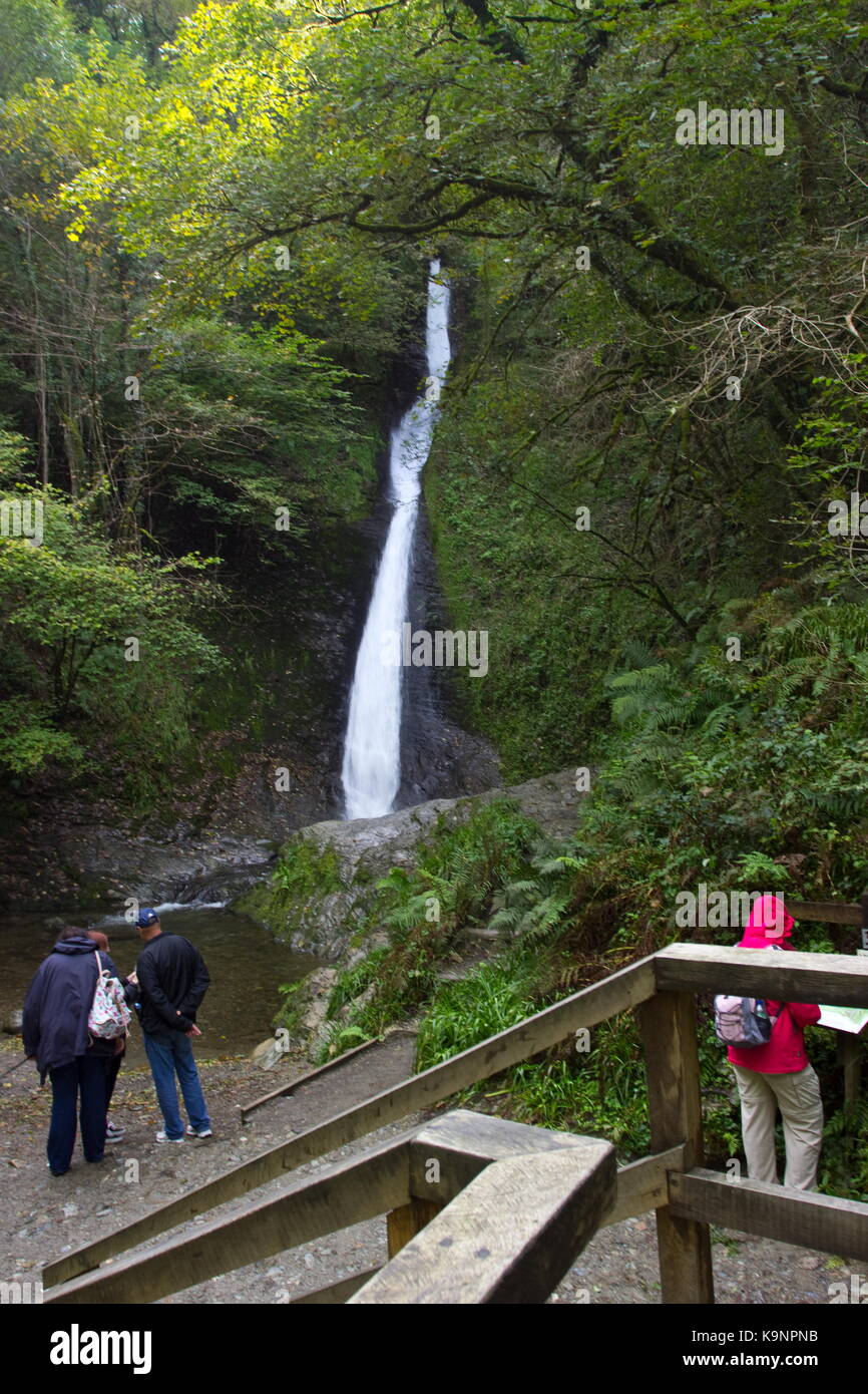 People at Whitelady Waterfall River Lyd Lydford Gorge Lydford Devon ...
