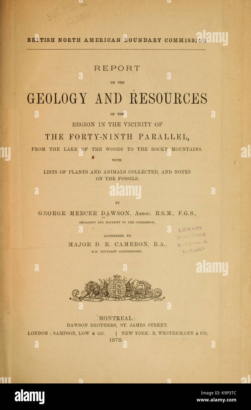 A geological report on the region around the 49th parallel, covering ...
