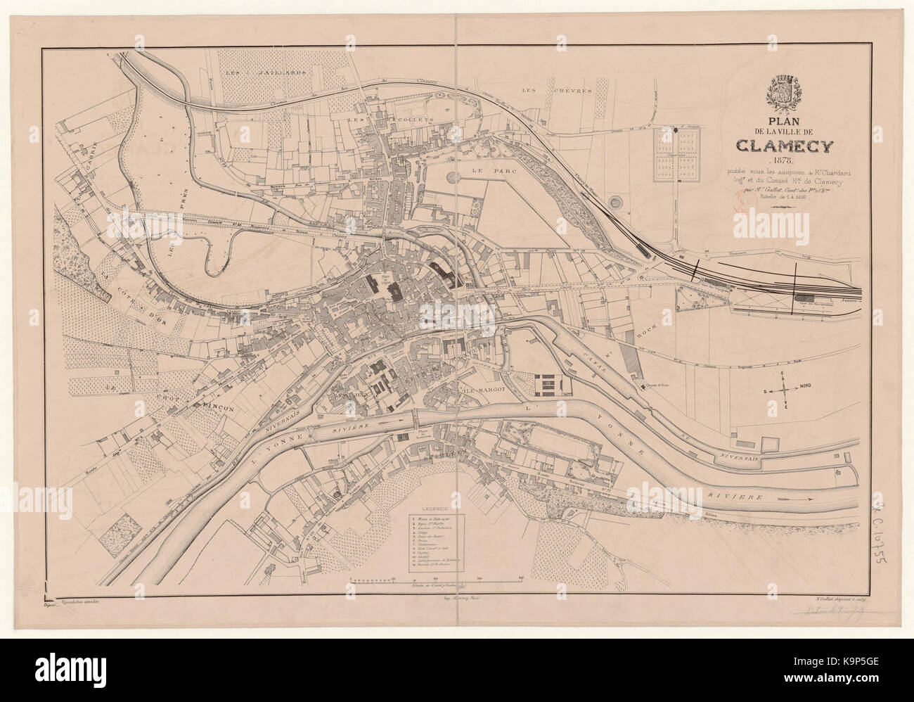 Plan de la ville de Clamecy 1878 Stock Photo - Alamy