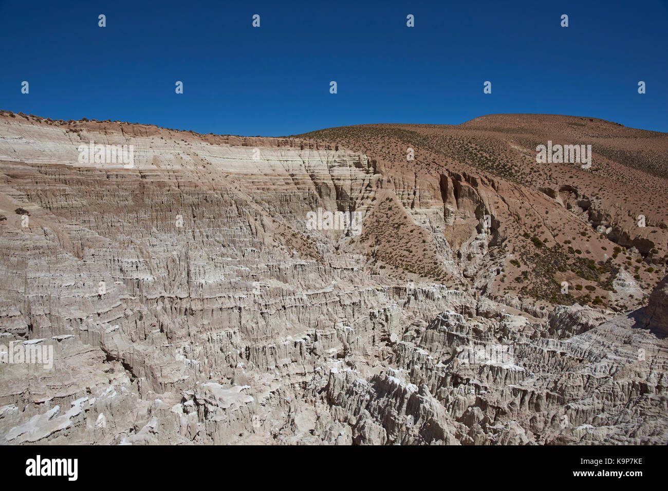 Eroded rock formations along Quebrada Chuba, a river valley high on the ...