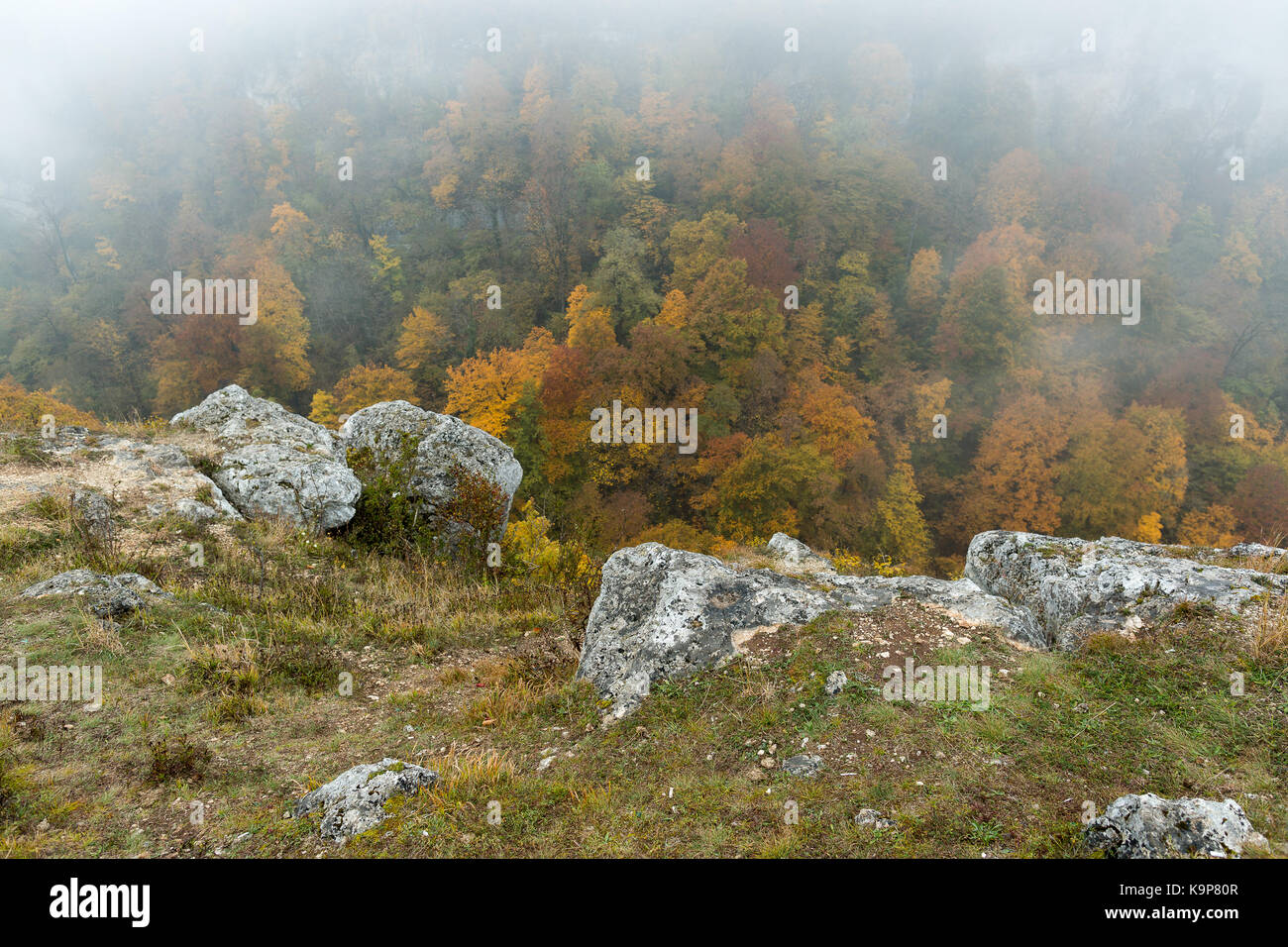 season, nature, hiking concept. top view from the highest point of the ...