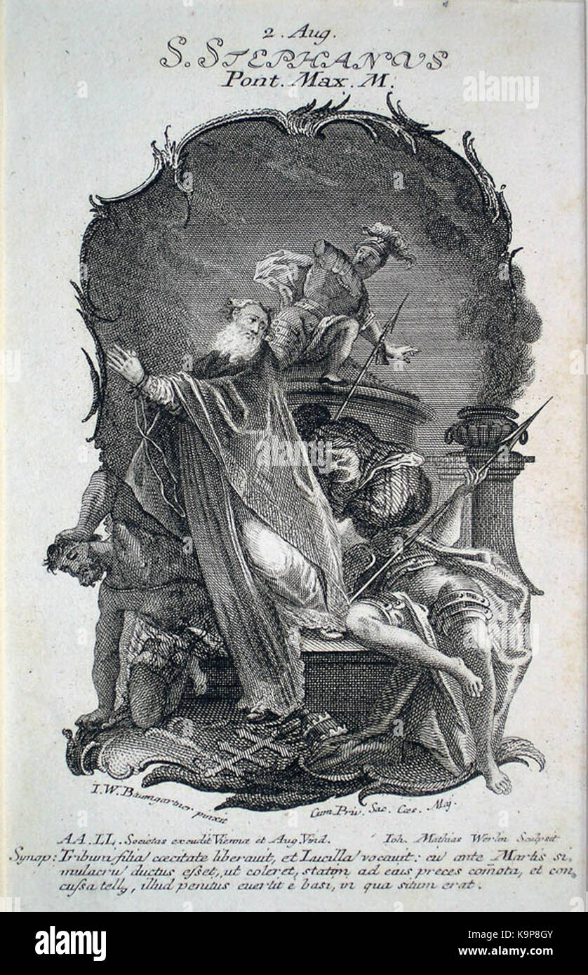 Papst Stephanus I, Kupferstich um 1760 Stock Photo - Alamy