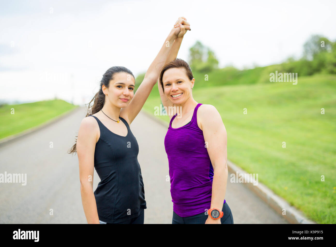 A Family, mother and daughter runner outdoors Stock Photo - Alamy