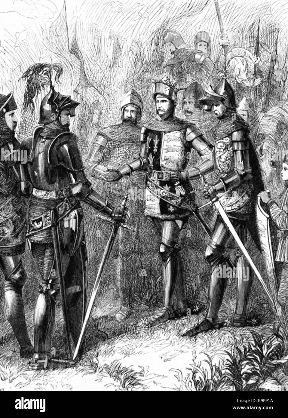 The image depicts King Henry V and the Sire de Holly, two figures ...