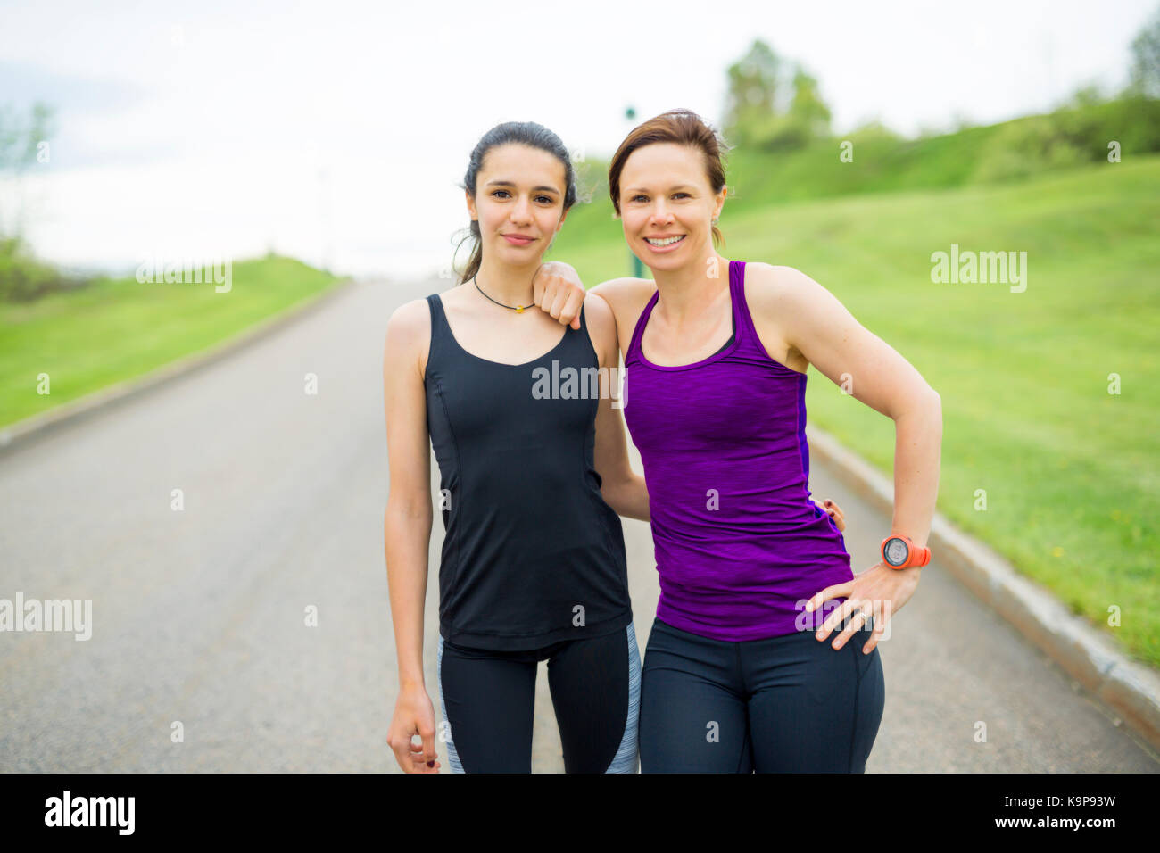 A Family, mother and daughter runner outdoors Stock Photo - Alamy