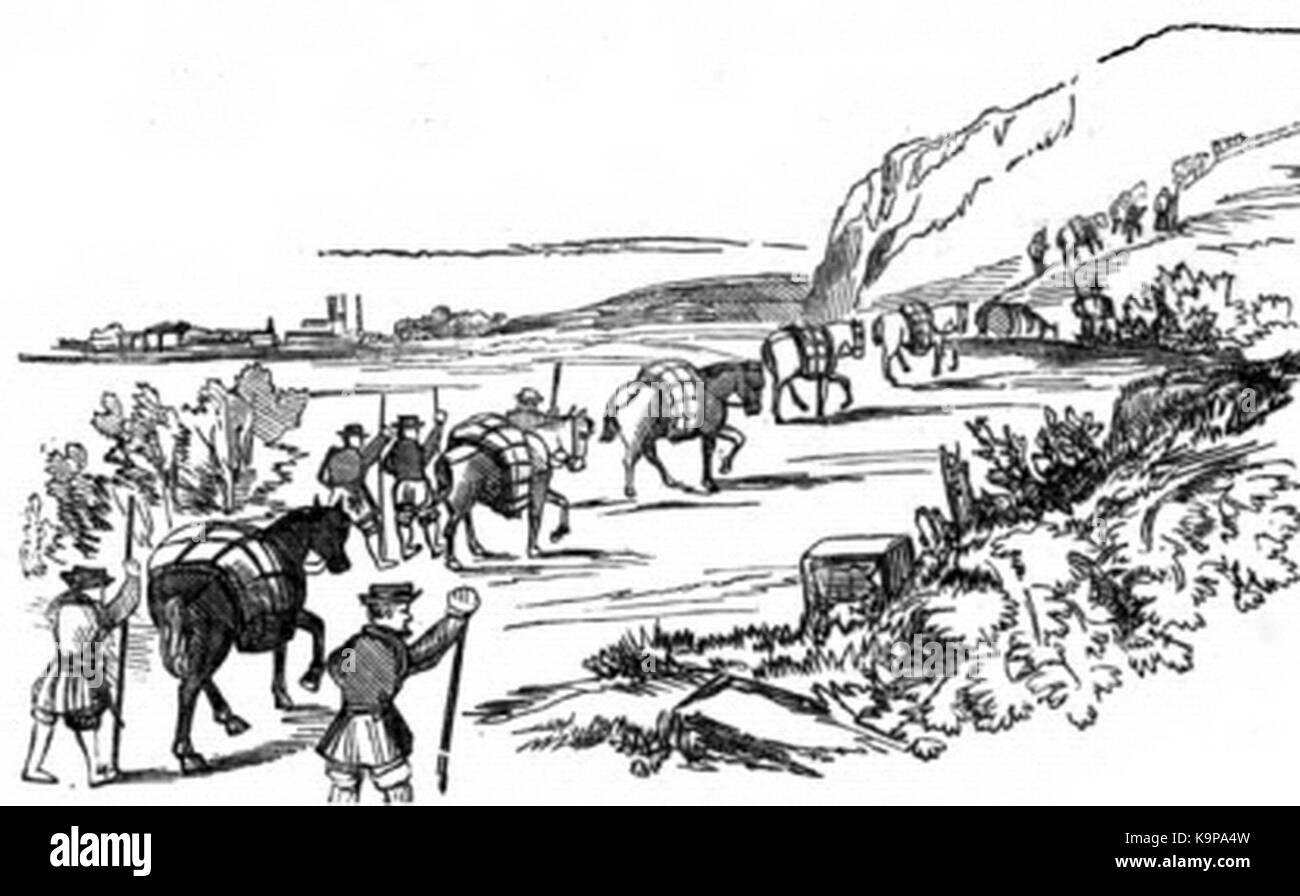 P621a Pack Horses of the Tutor period Stock Photo - Alamy