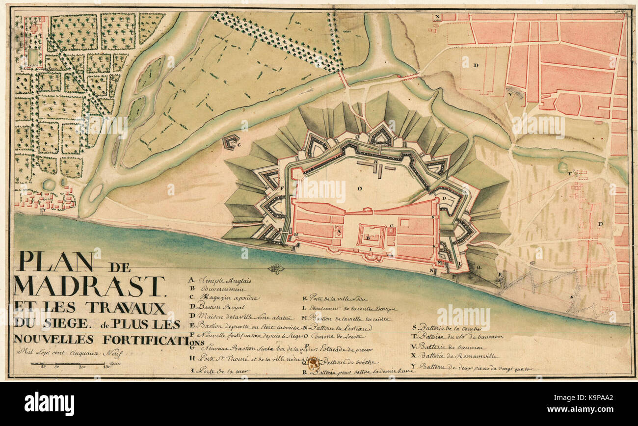 Plan of Madras Fort Stock Photo - Alamy