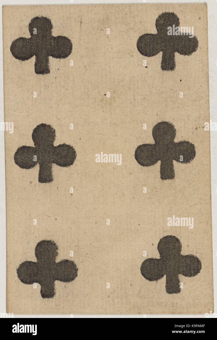 Paris Portrait card deck 1740 1751 6 of Clubs Stock Photo - Alamy