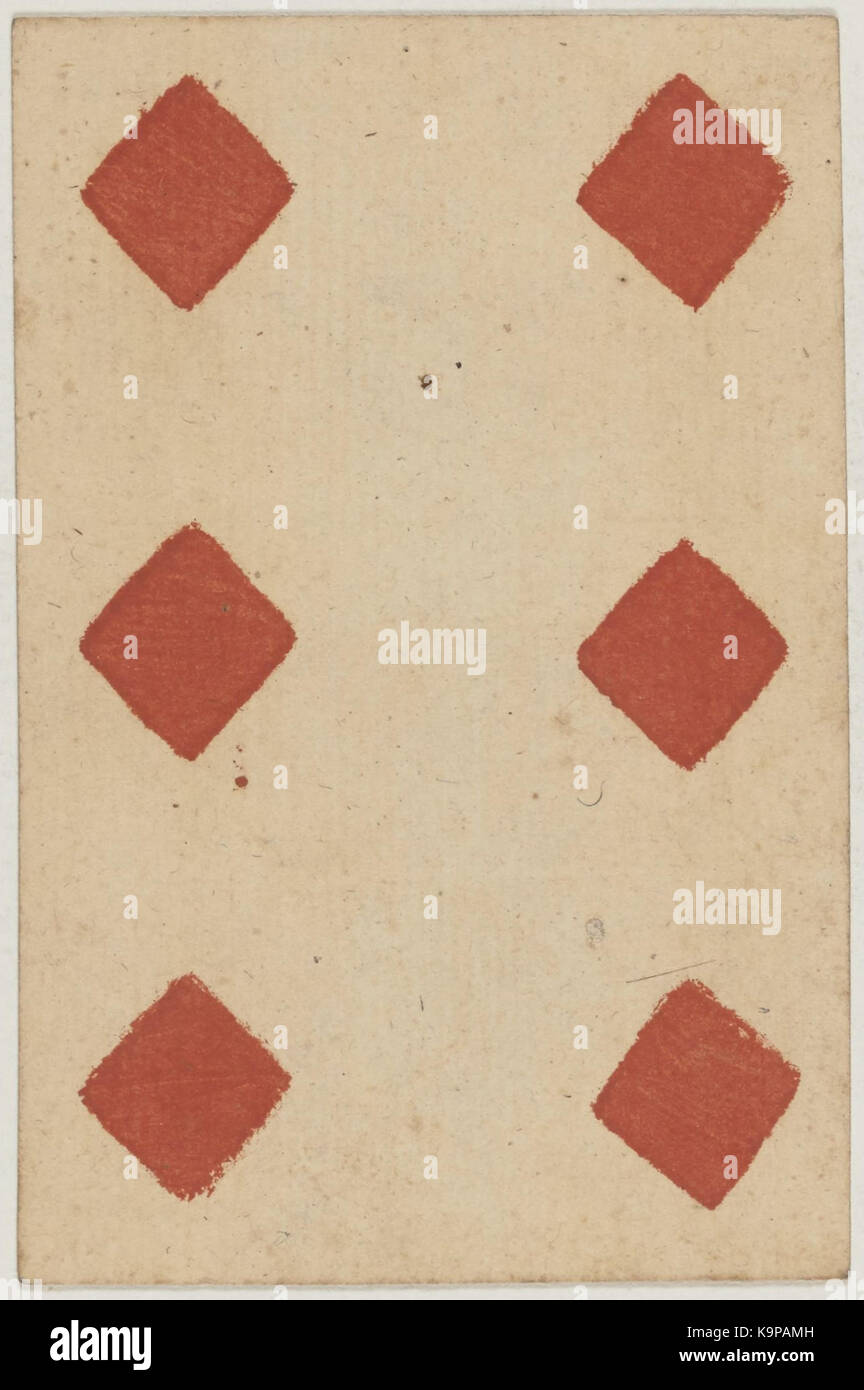 Paris Portrait card deck 1740 1751 6 of Diamonds Stock Photo - Alamy