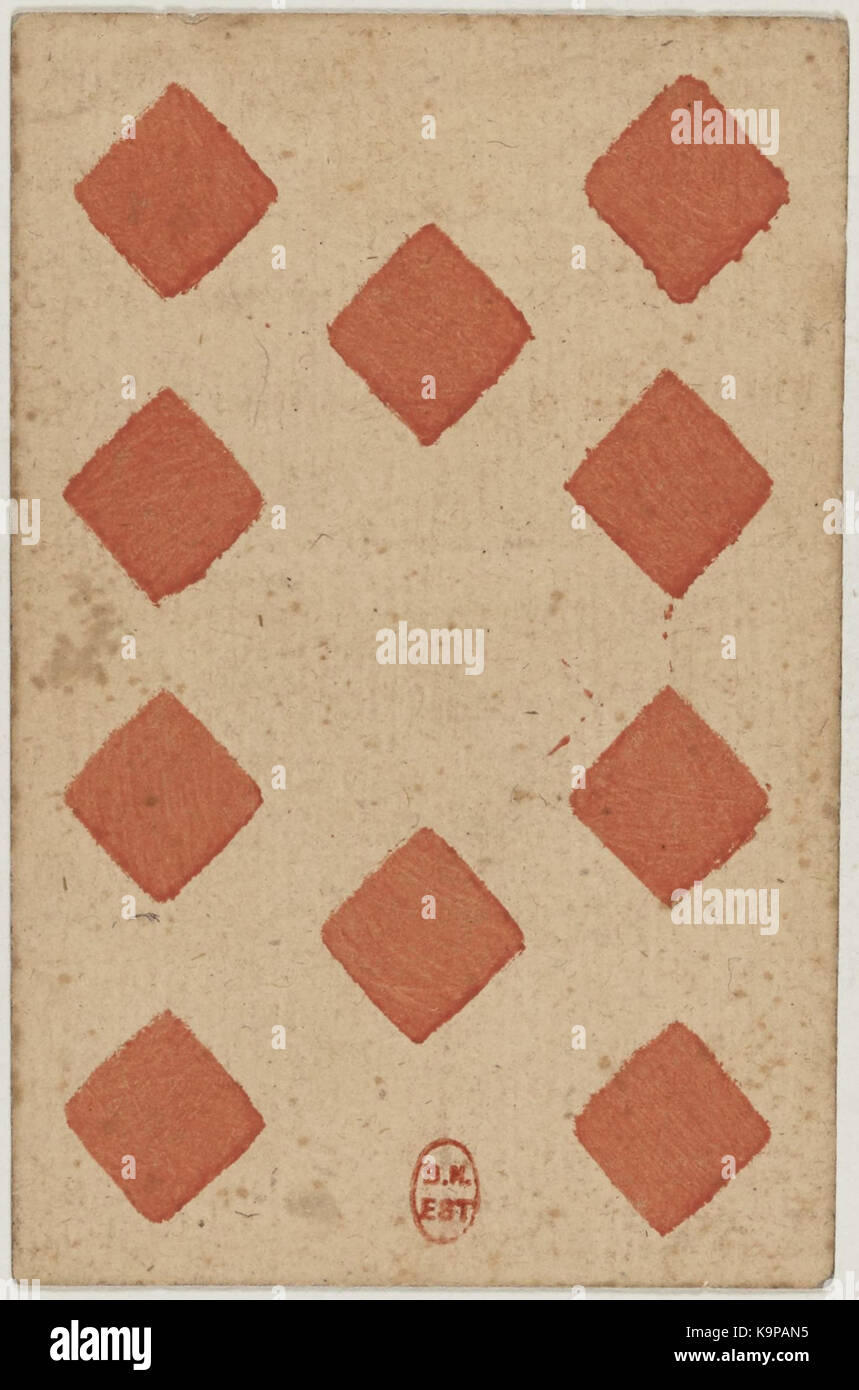 Paris Portrait card deck 1740 1751 10 of Diamonds Stock Photo - Alamy