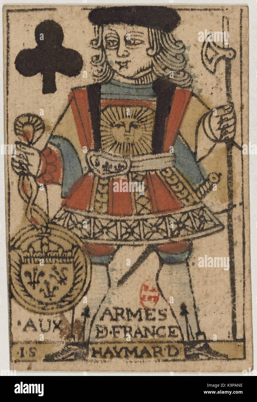 Paris Portrait card deck 1740 1751 Jack of Clubs Stock Photo - Alamy