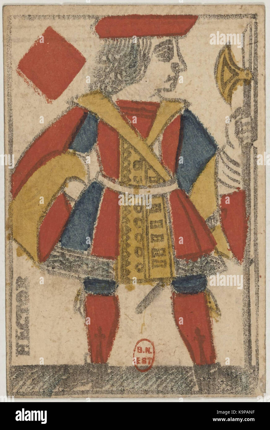 Paris Portrait card deck 1740 1751 Jack of Diamonds Stock Photo - Alamy
