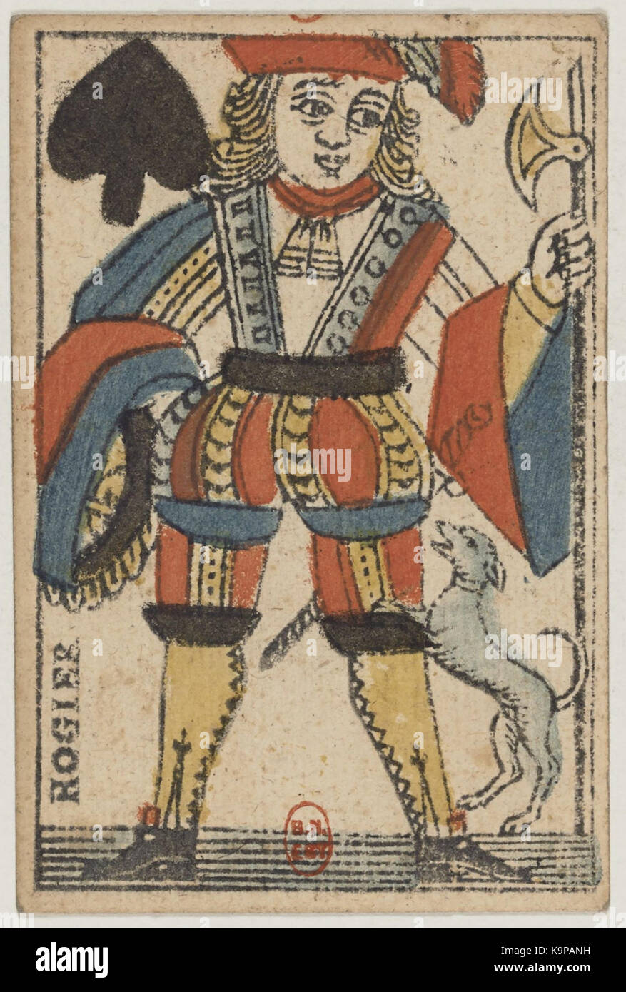 Paris Portrait card deck 1740 1751 Jack of Spades Stock Photo - Alamy