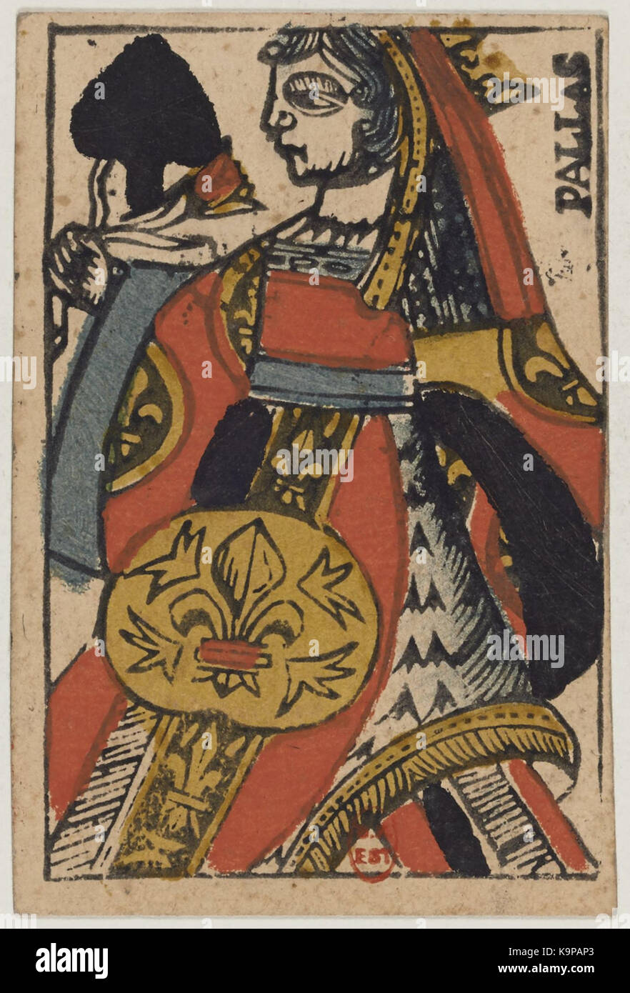 Paris Portrait card deck 1740 1751 Queen of Spades Stock Photo - Alamy