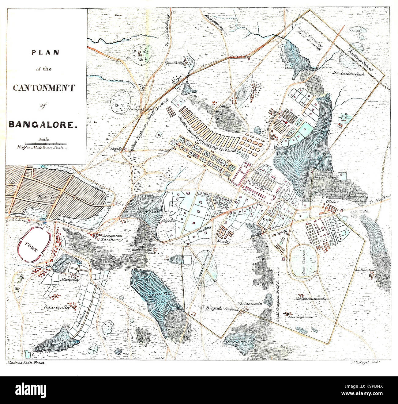 Plan of Bangalore Cantonment 1843 Stock Photo - Alamy