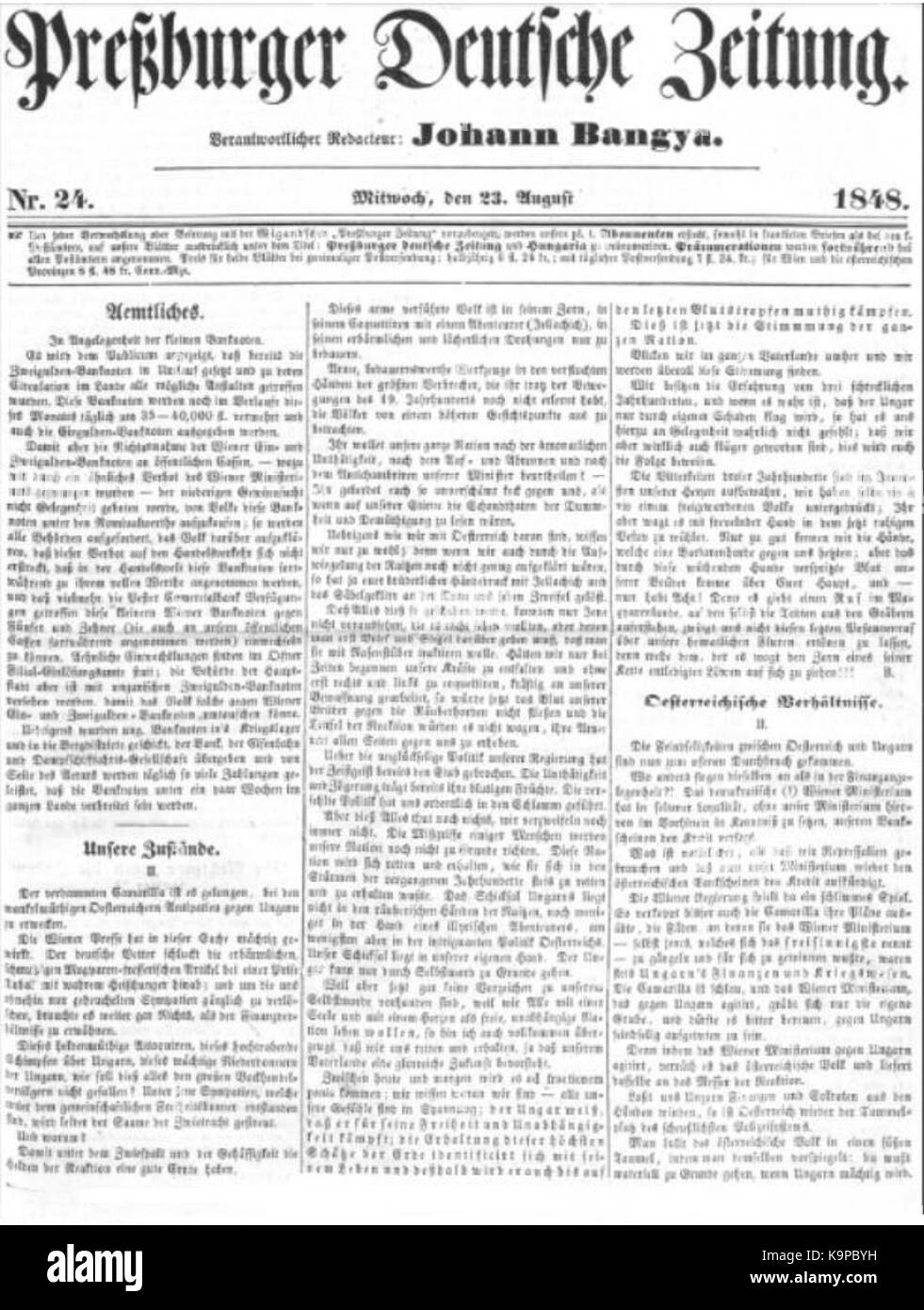 Pressburger Deutsche Zeitung, a historical German-language newspaper ...