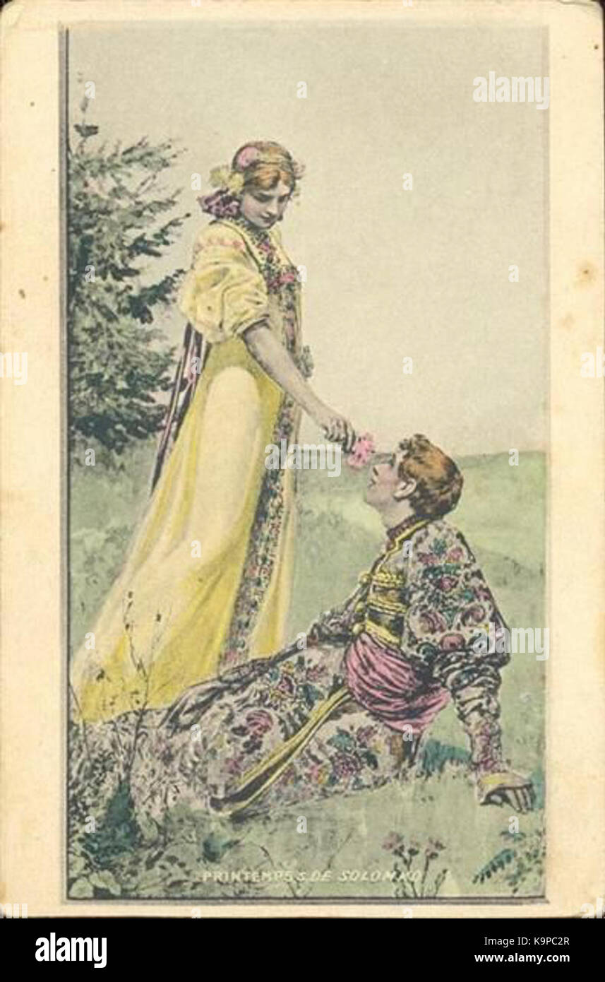 A painting titled 'Pledge of Love' by S. Solomko, depicting themes of ...