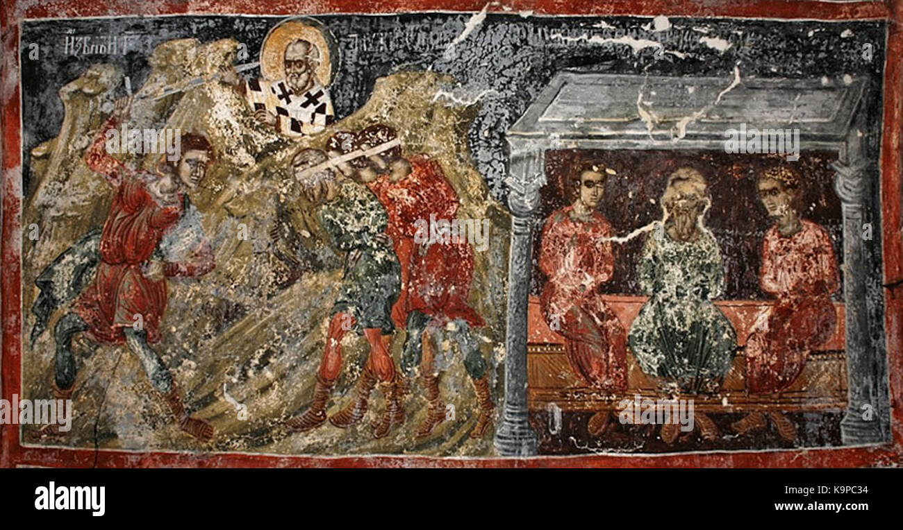 Patriarchate of Pec, St. Nicholas chapel 09 Nicholas saves innocents ...