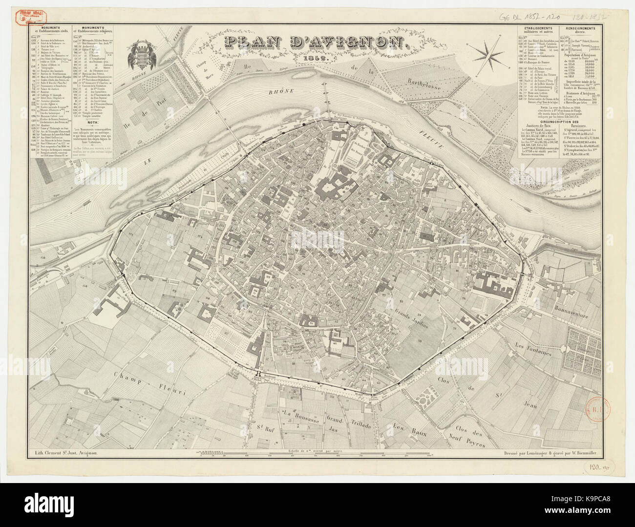 Plan d'Avignon 1852 Stock Photo - Alamy