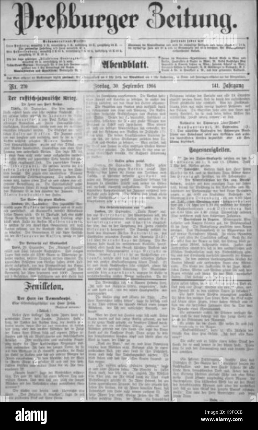 Pressburger Zeitung 1904 Stock Photo - Alamy