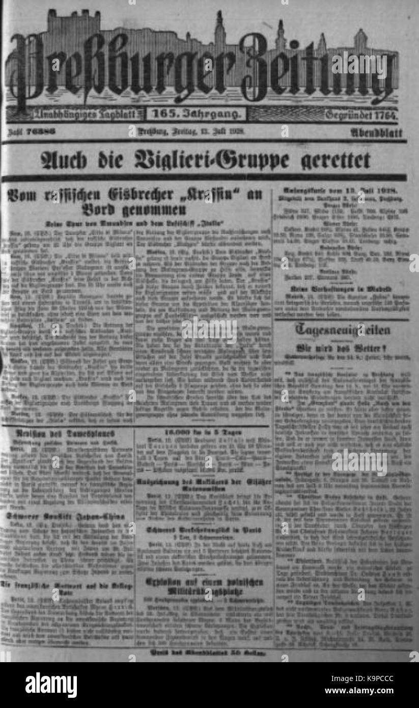 Pressburger Zeitung 1928 Stock Photo - Alamy