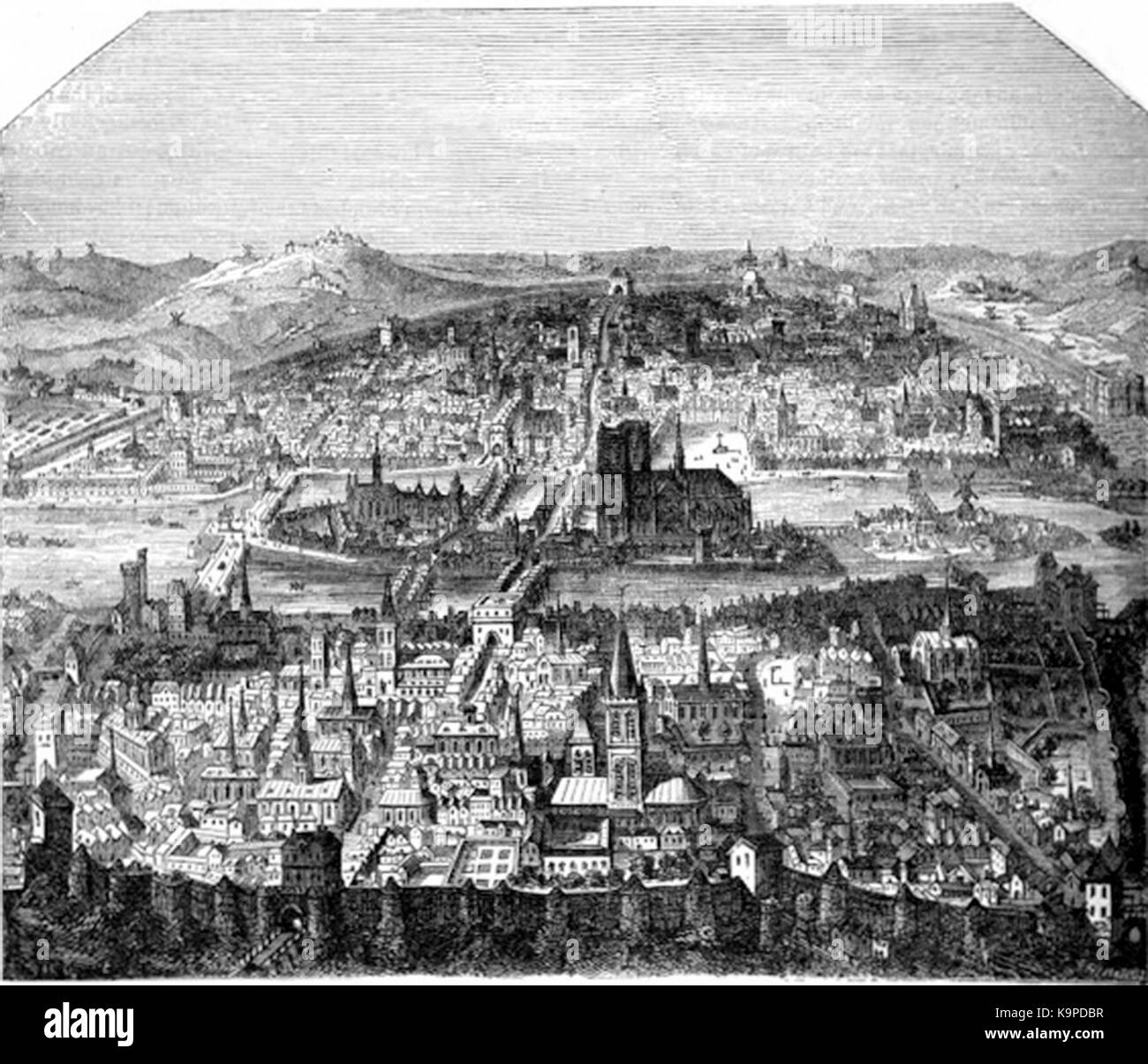 P486 GENERAL VIEW OF THE ANCIENT CITY OF PARIS Stock Photo - Alamy