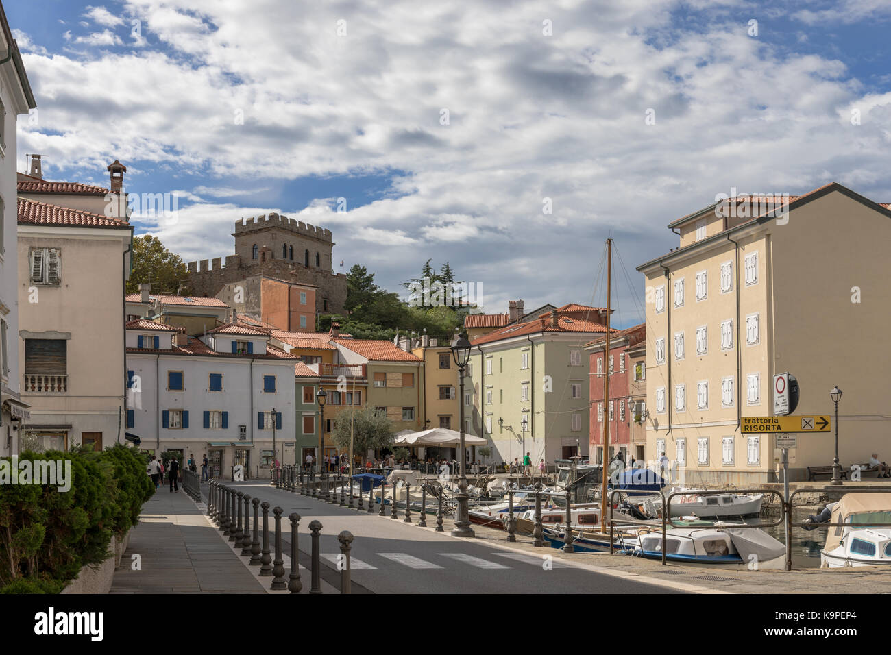Muggia town center, old port and castle, Friuli Venezia Giulia, Italy ...