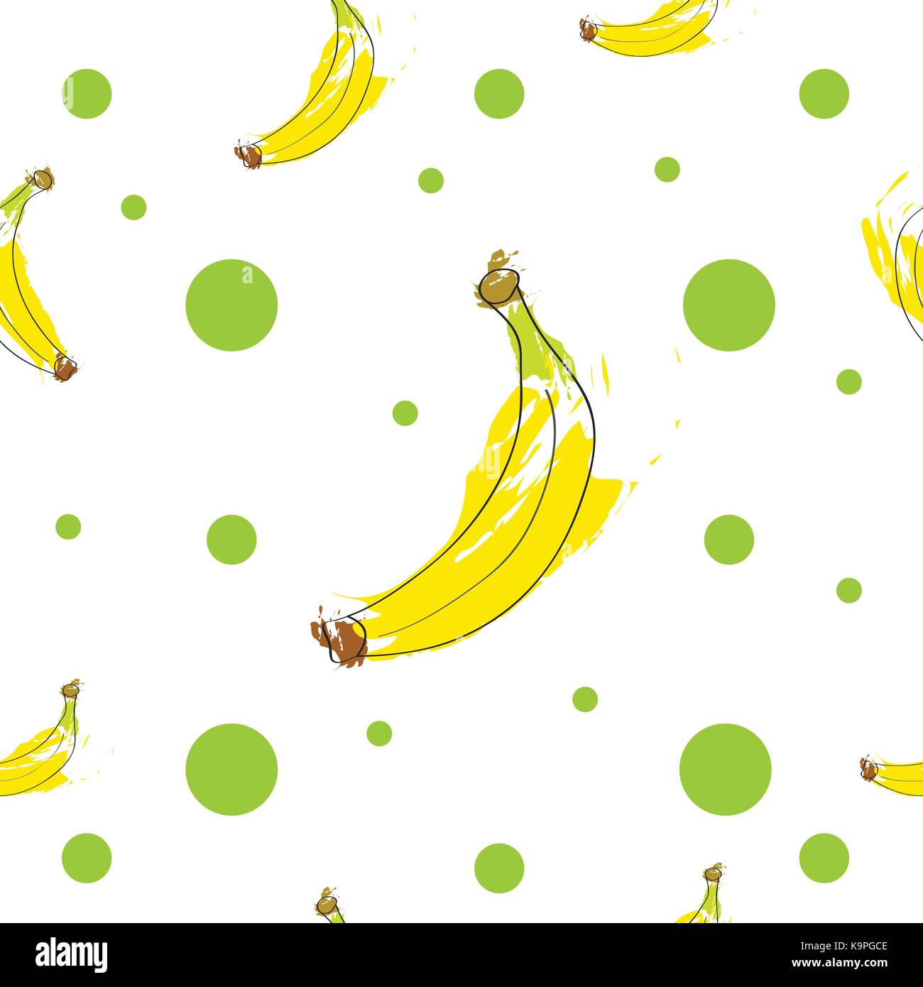 seamless tileable texture with bananas and green polka dots Stock ...