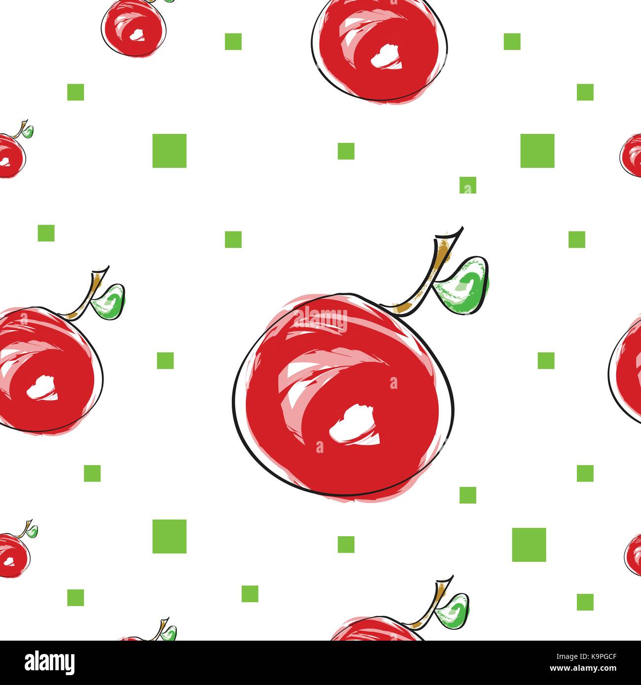 seamless tileable texture with cherry fruit and green squares Stock ...