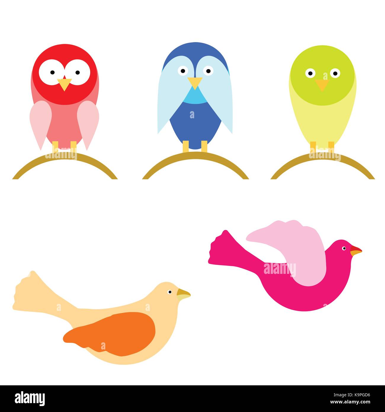vector set with cartoon birds in multiple colors Stock Vector Image ...
