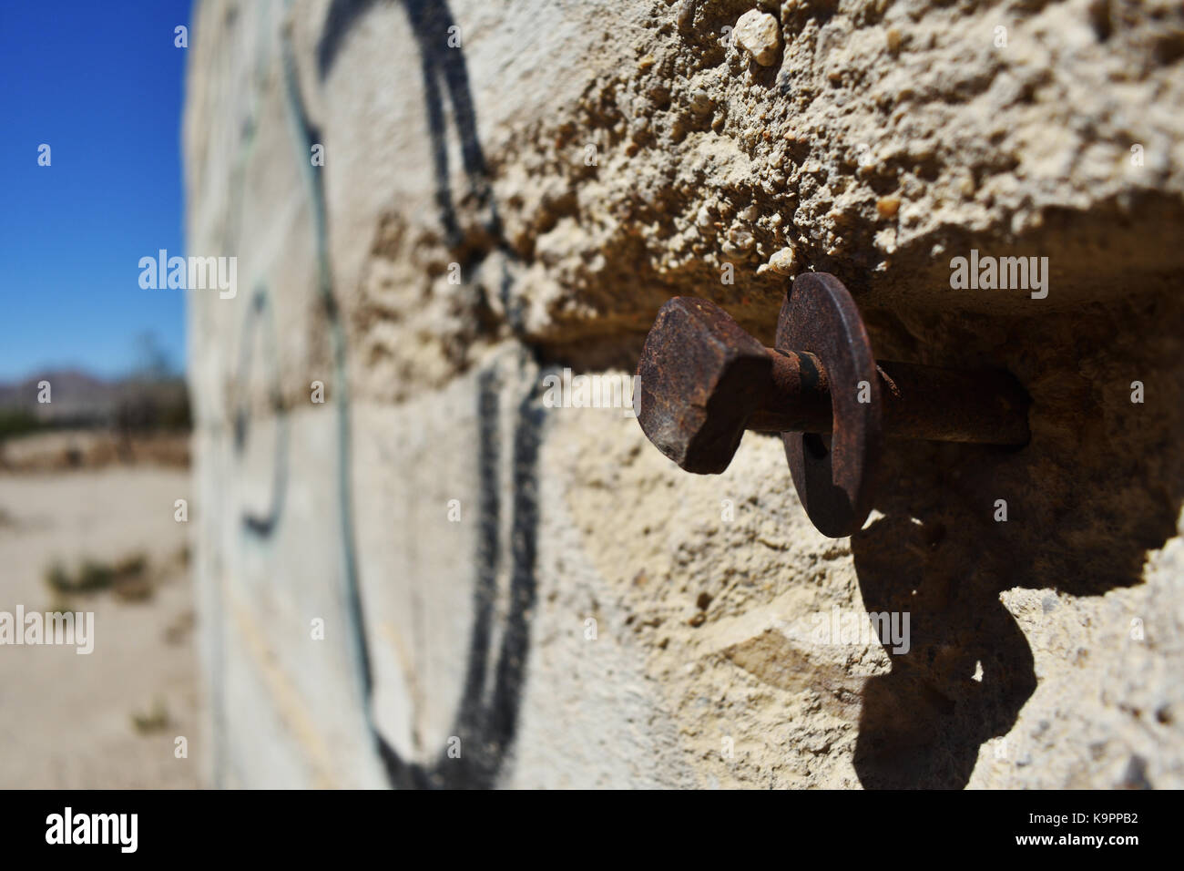 Close up of ruined stone building in the desert. Rust and decay Stock ...