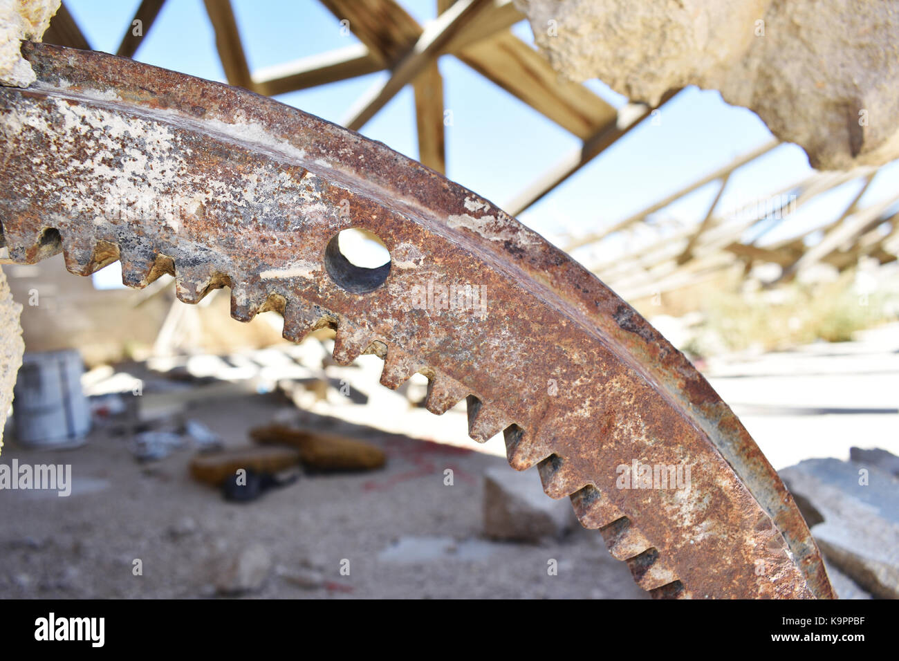 Close up of ruined stone building in the desert. Rust and decay Stock ...