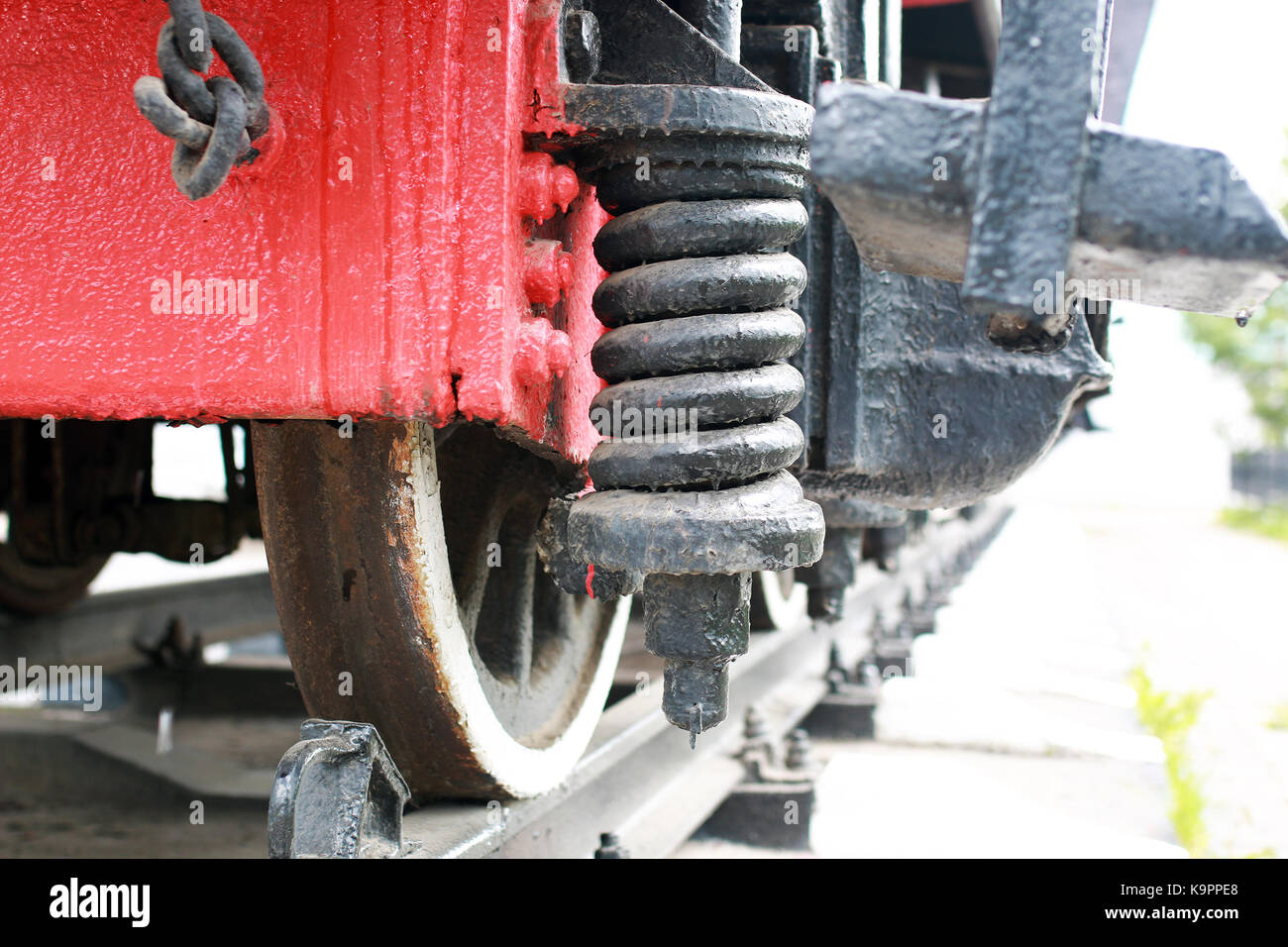 Details of the metal parts of vintage railway train Stock Photo - Alamy