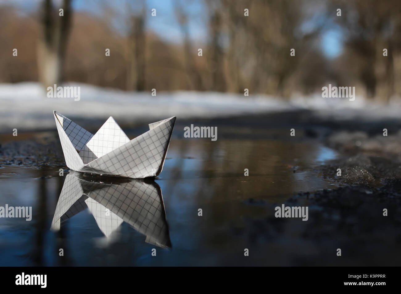 paper boat in a pool Stock Photo - Alamy