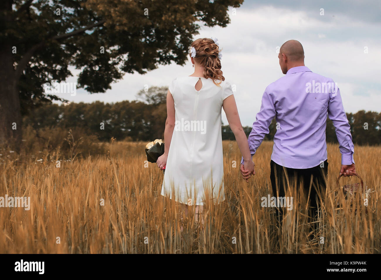 Married Wedding Couple Walking Away High Resolution Stock Photography ...