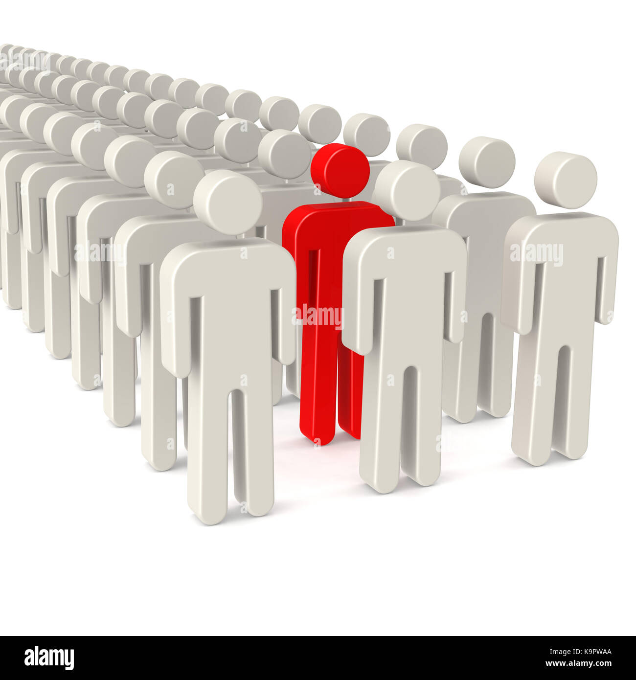 Red man in the line Stock Photo - Alamy