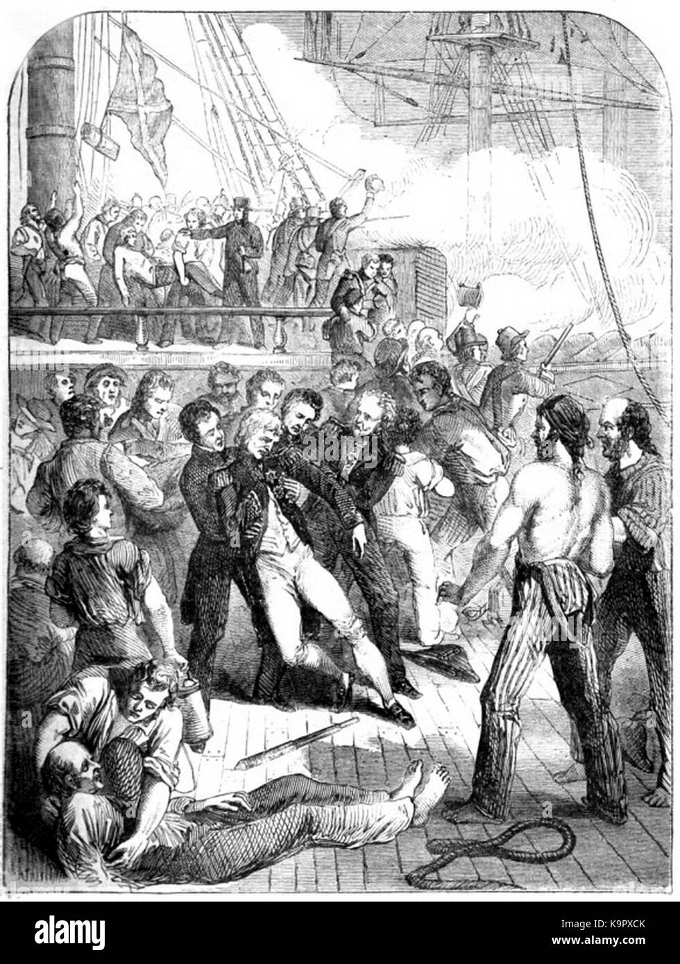A historical image or reference to Lord Nelson, mortally wounded at the ...