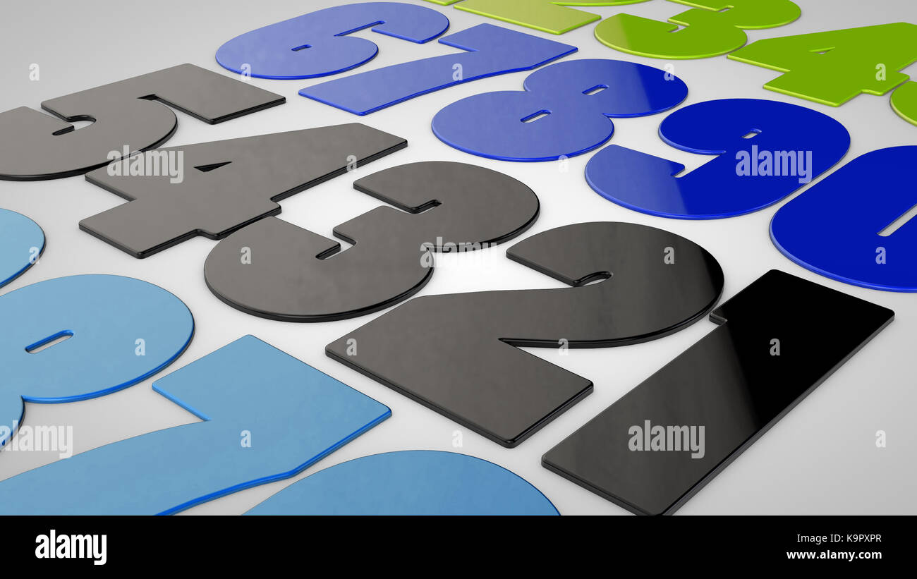 Numbers 3d in different colors Stock Photo - Alamy