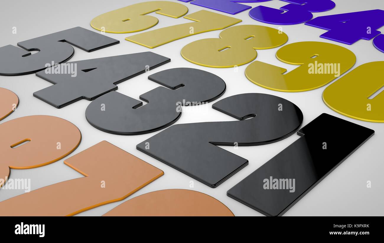 Numbers 3d in different colors Stock Photo - Alamy