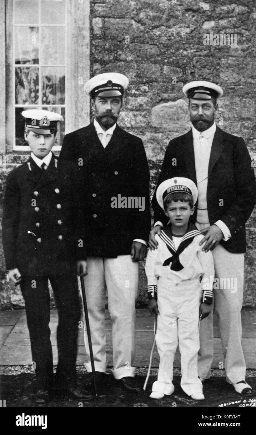 Prince Edward, Tsar Nicholas II, Tsarevich Alexei and Prince George at ...