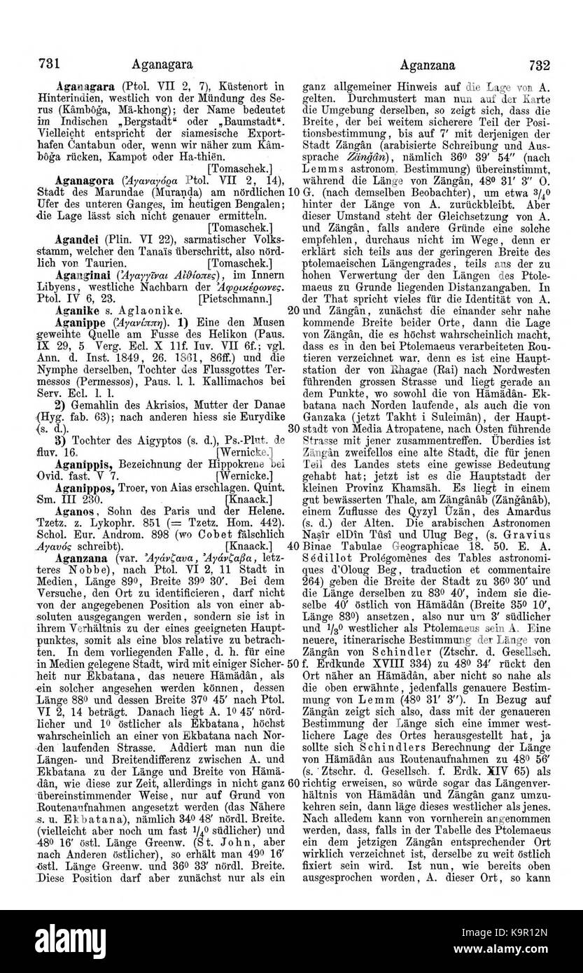 Pauly Wissowa I,1, 0731 Stock Photo - Alamy