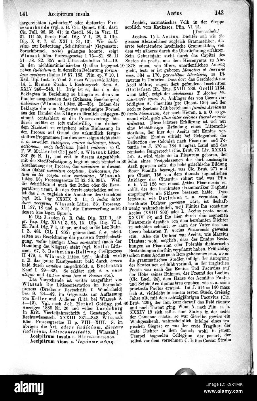 This refers to a specific page or section from the 'Pauly Wissowa ...