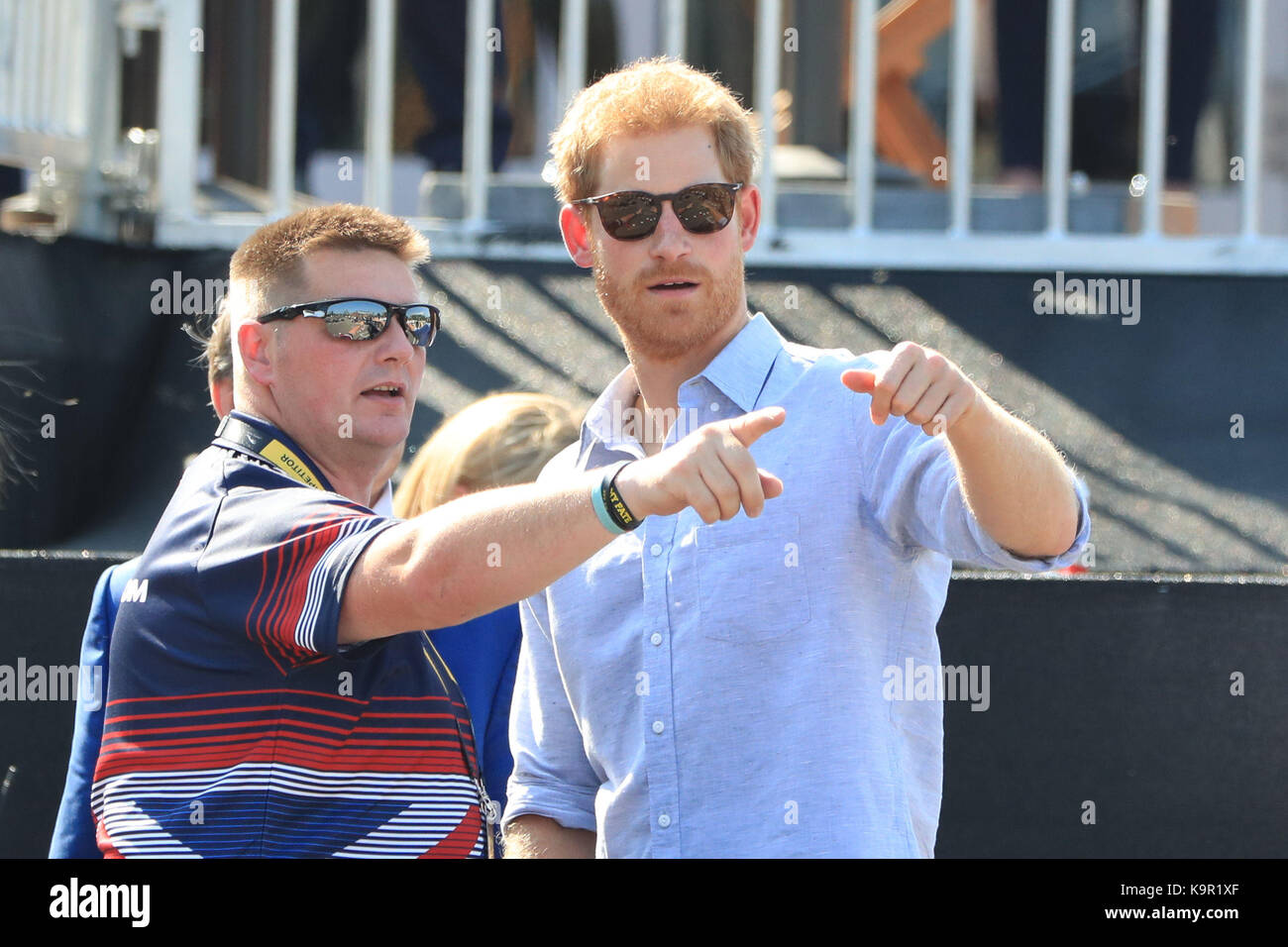 Prince Harry watches competitors in the Jaguar Land Rover Driving ...
