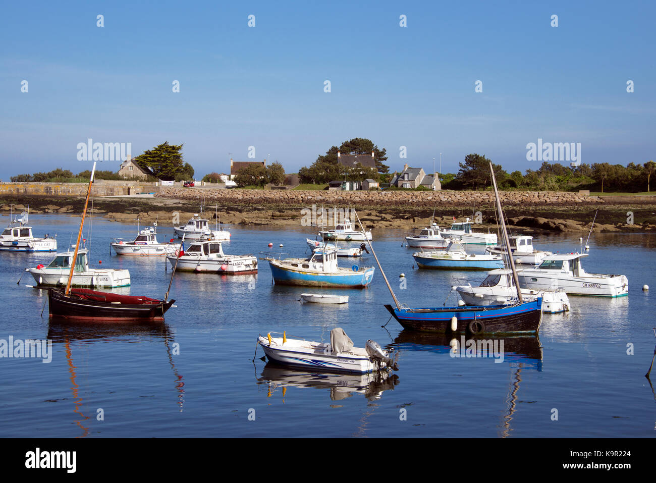 Moored fishing boats Barfleur Cotentin Peninsular Normandy France Stock ...