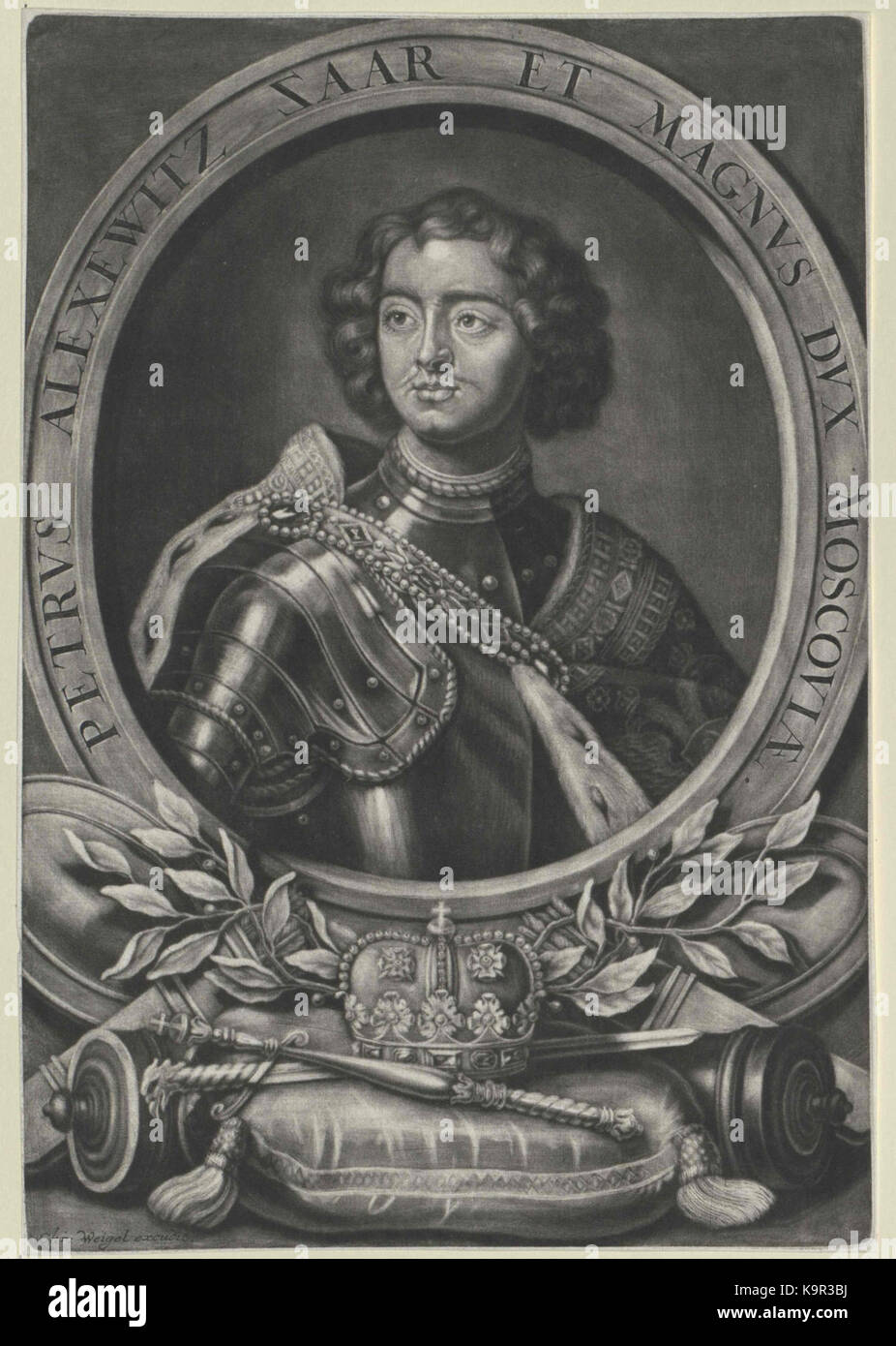Peter I after Kneller (engraving) 01 Stock Photo - Alamy