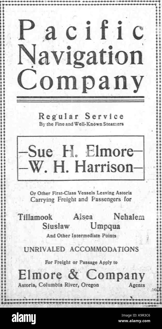Pacific Navigation Company ad 1904 Stock Photo - Alamy