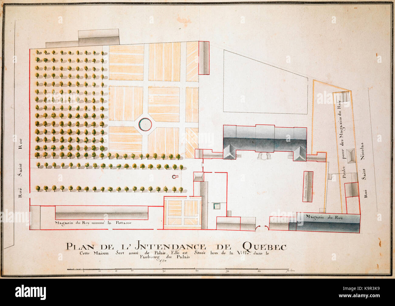 Plan de l Intendance de Quebec 1750 Stock Photo - Alamy