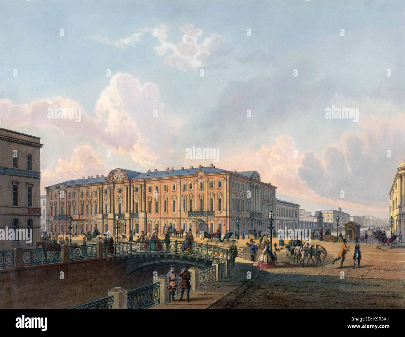 Police bridge in St. Petersburg in the 19th century Stock Photo - Alamy