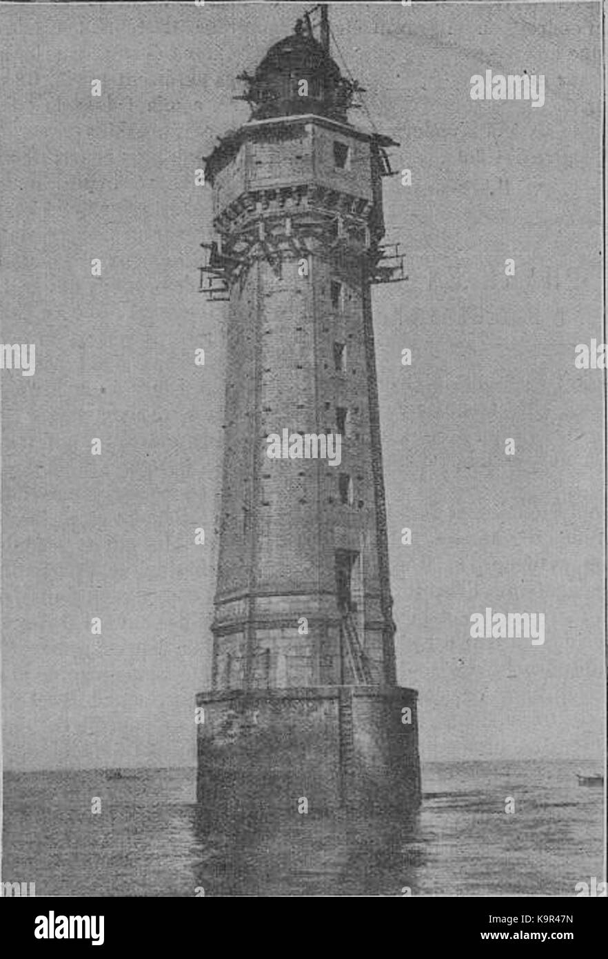 An image of Phare de la Jument lighthouse taken in 1912. The photograph ...