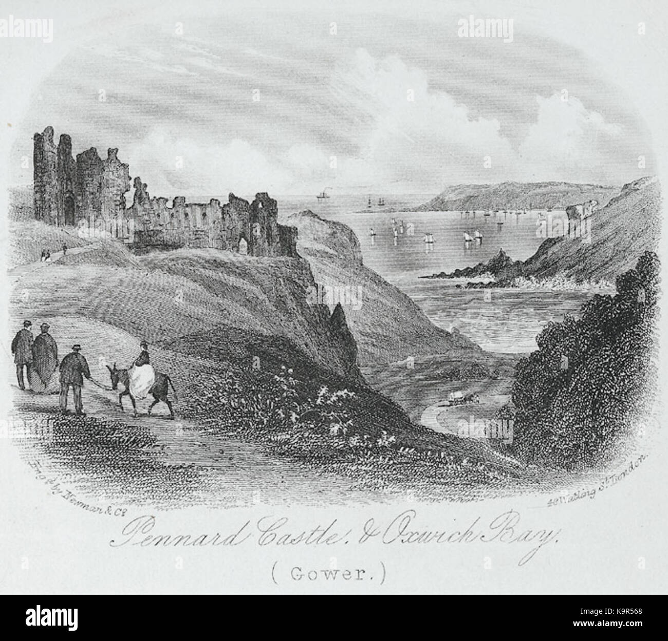 Pennard Castle, located in Gower, Wales, overlooks Oxwich Bay, offering ...